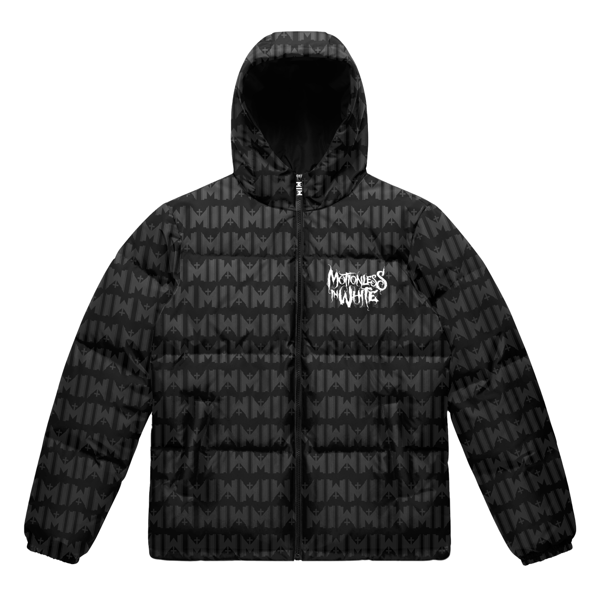Logo Pattern Down Puffer Jacket (Black) – Motionless In White